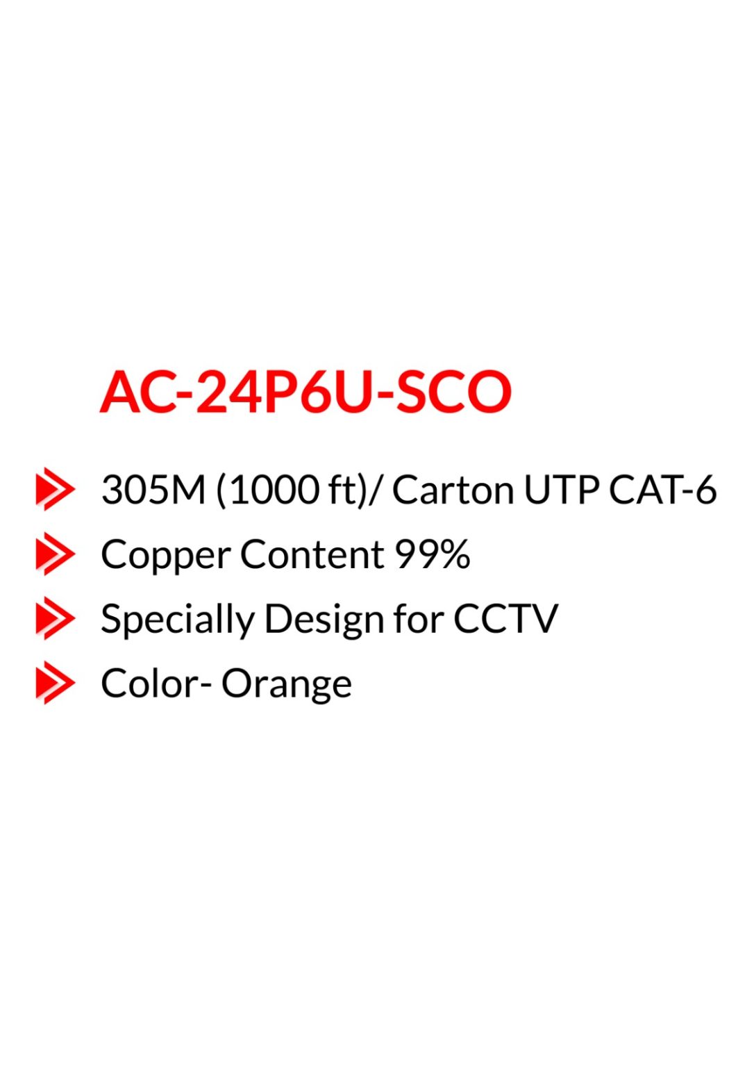 AC-NET 24AWG, CAT-6 Lan Cable (Orange Color)