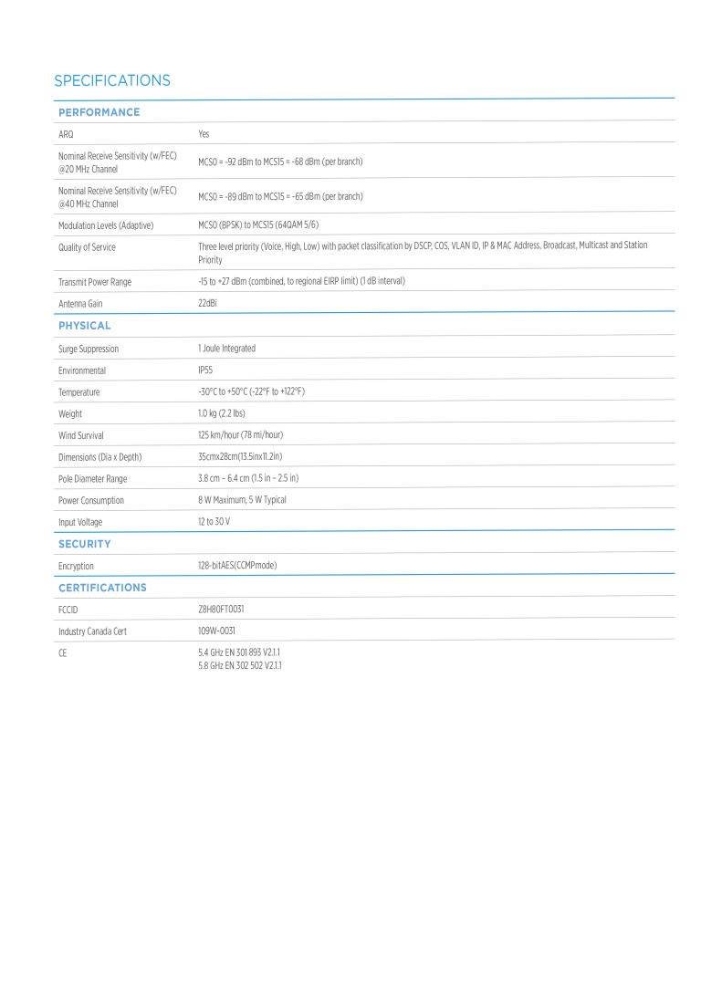 Cambium Force 200 / 200L With 25dB Antenna - Rasa Technology